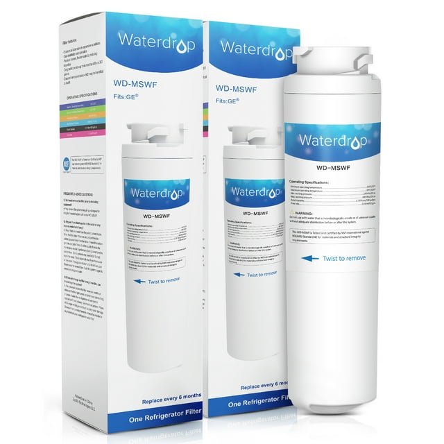 2 Pack Waterdrop MSWF Replacement for GE MSWF Refrigerator Water Filter ...