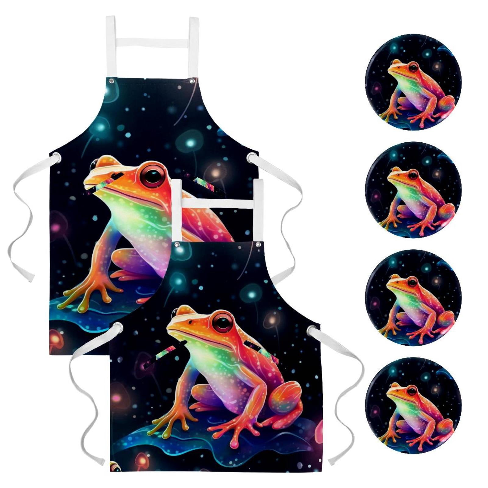 2 Pack Waterproof Apron Dress with Pockets and Badge Button Pin Set ...