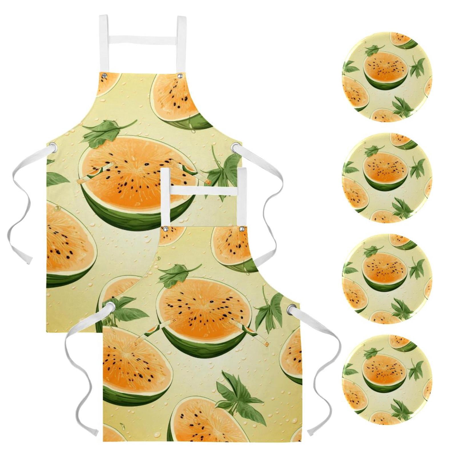 2 Pack Waterproof Apron Dress with Pockets and Badge Button Pin Set ...