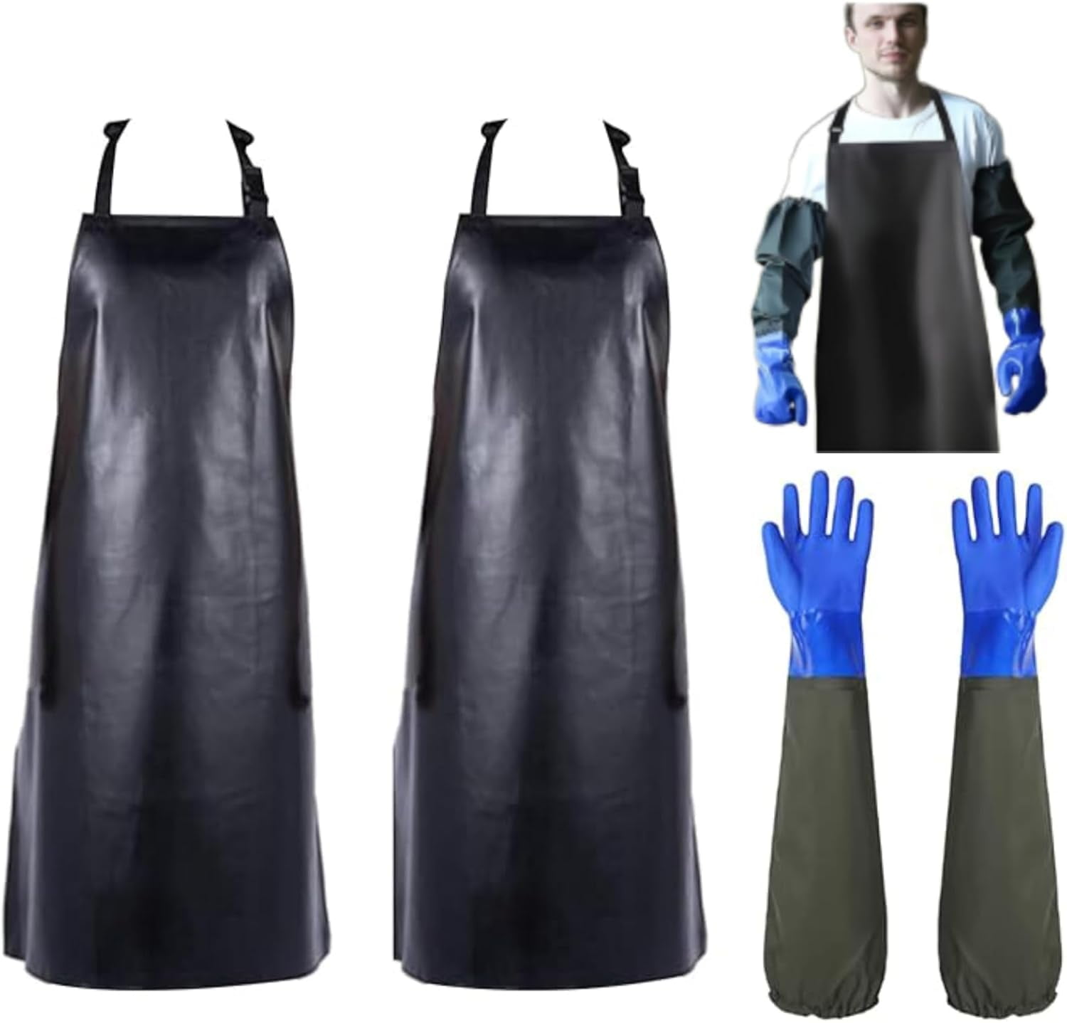 2 Pack Waterproof Apron Rubber 40 Inch Long with 1Pcs 22 Inch Long ...