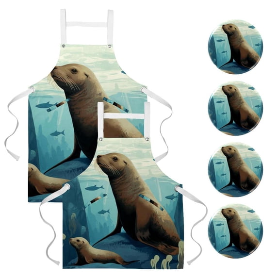 2 Pack Waterproof Apron Women with Pockets and Badge - Photo Buttons ...