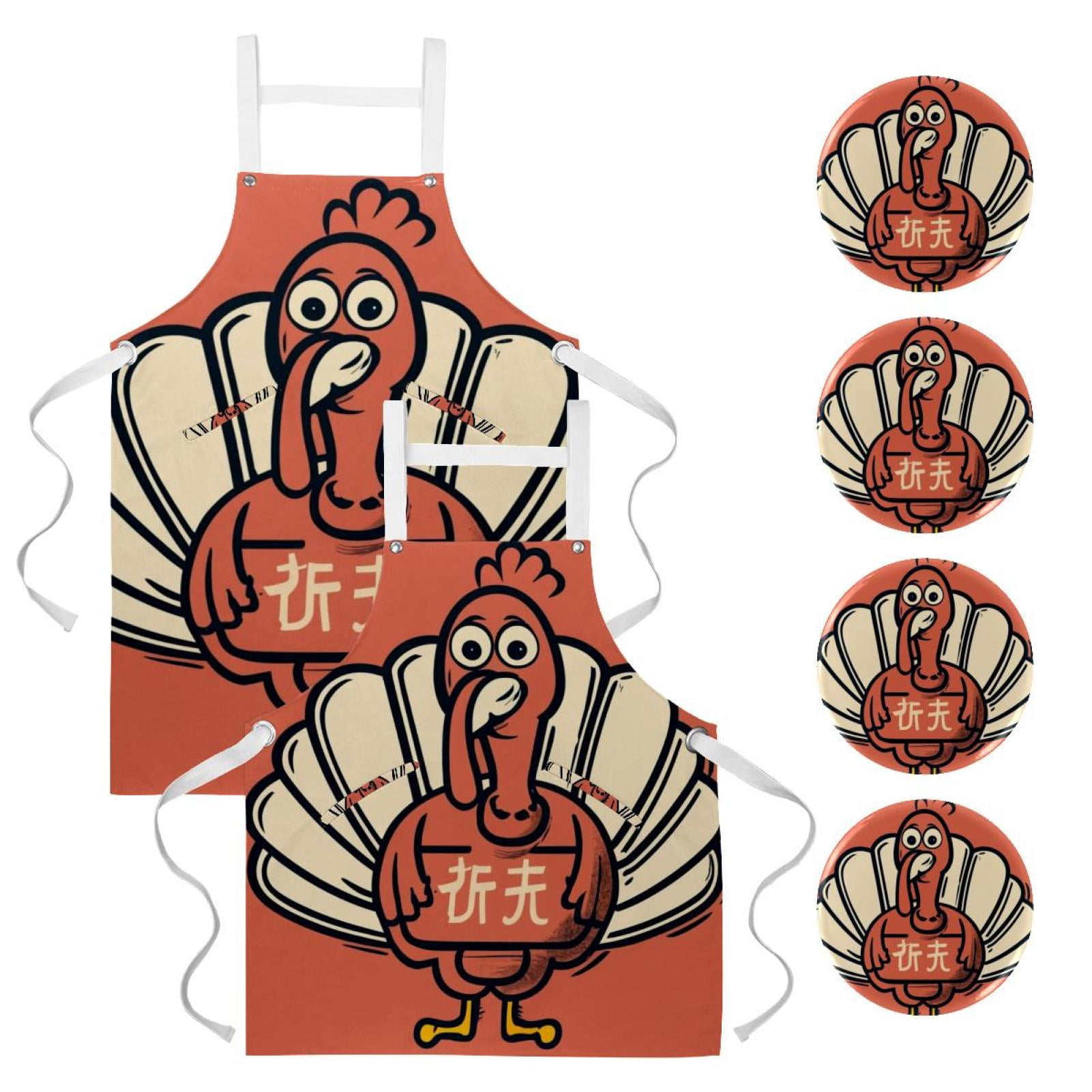 2 Pack Waterproof Apron with Pockets and Badge - Button Pins and Round ...