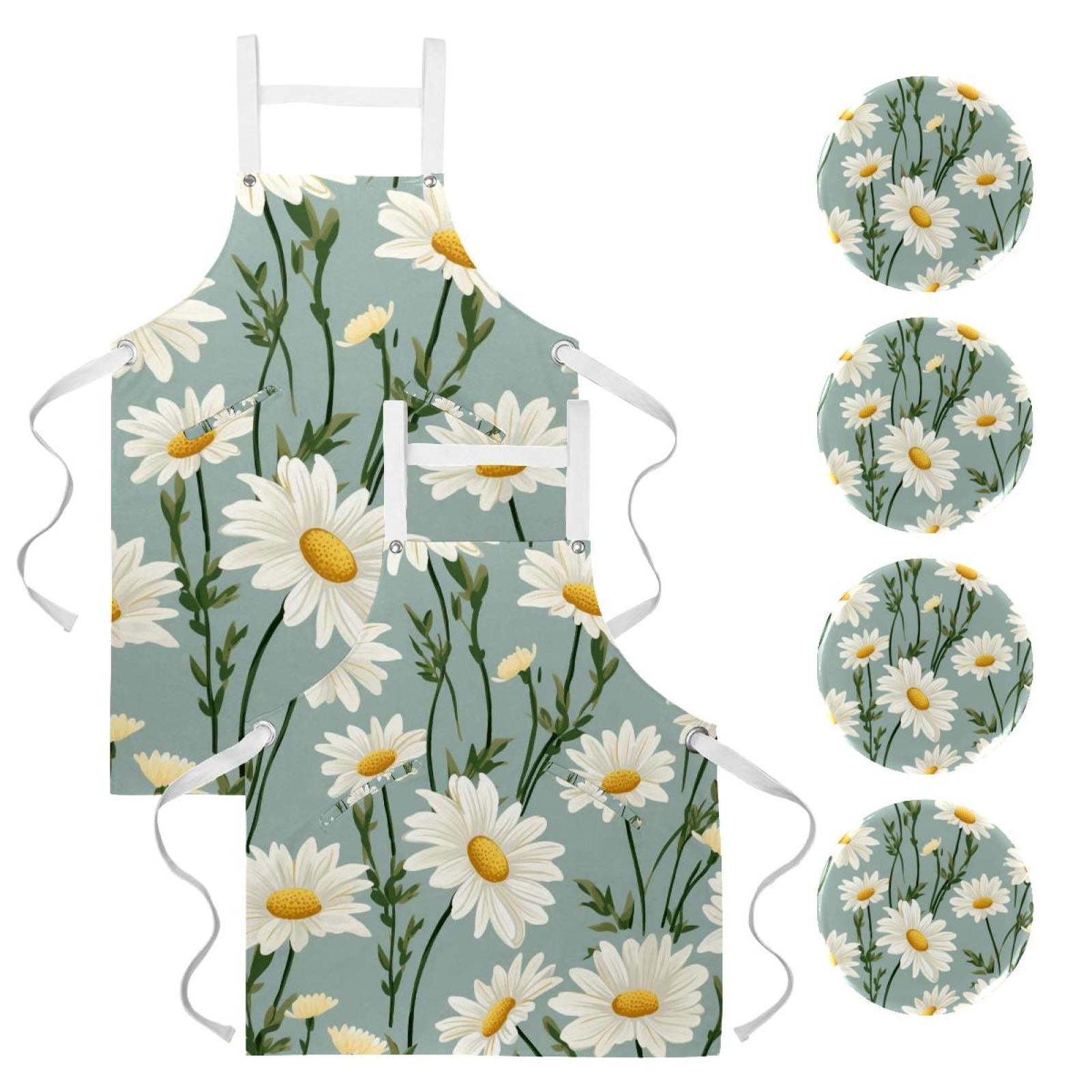 2 Pack Waterproof Apron with Pockets and Badge - Button Pins and Round ...