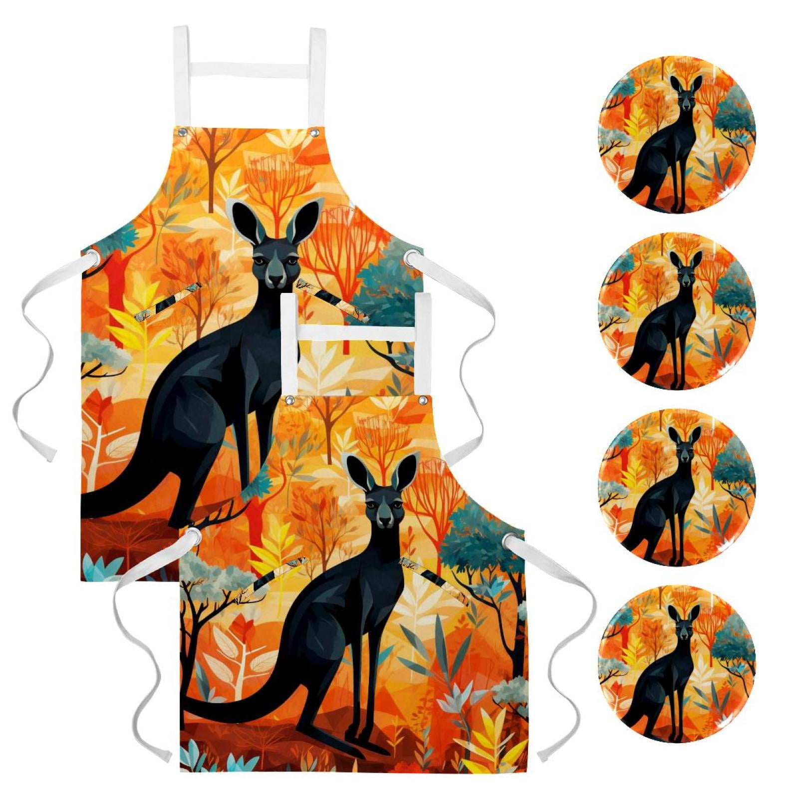 2 Pack Waterproof Apron with Pockets and Badge Pins/Button Set, Men's ...