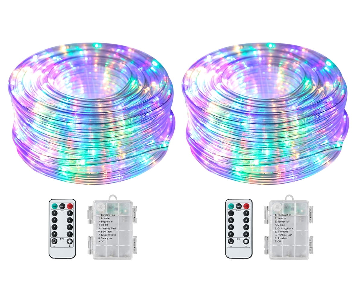 2 Pack Waterproof Battery Operated Rope Lights,Christmas String Lights ...