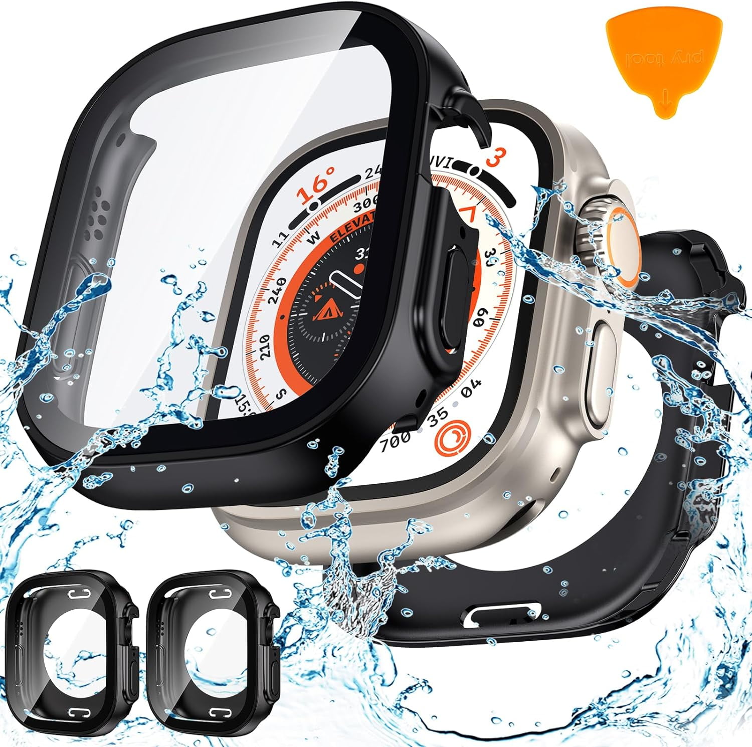 2-Pack Waterproof Case for Apple Watch Ultra Ultra2 Screen Protector ...