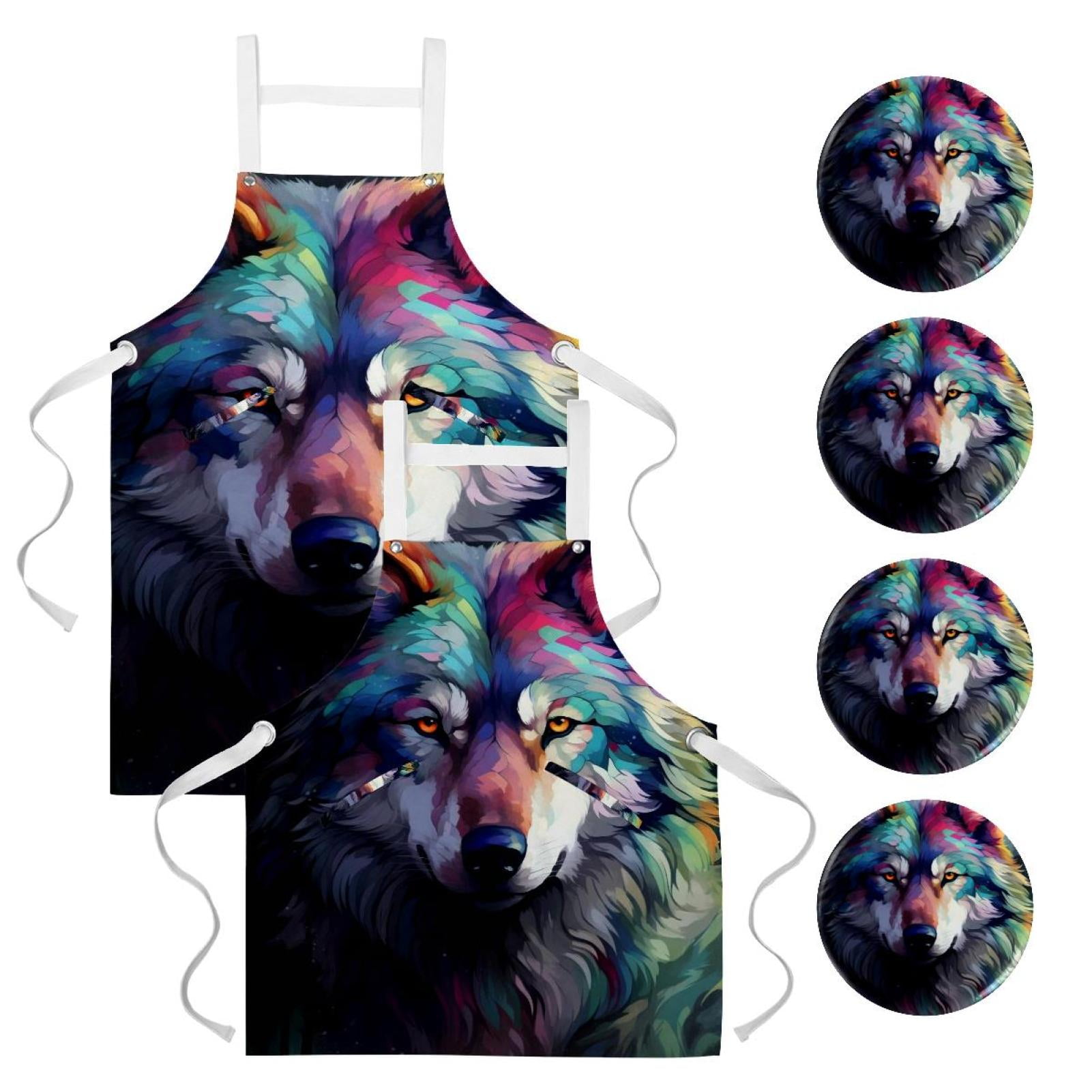 2 Pack Waterproof Chef Apron with Pockets and Badge Pin Set Button ...