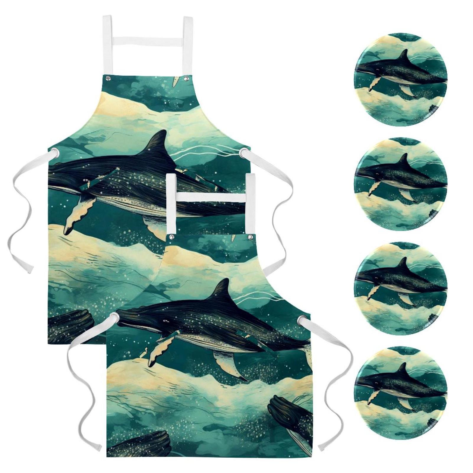 2 Pack Waterproof Chef Apron with Pockets and Badge Set - Cooking Apron ...