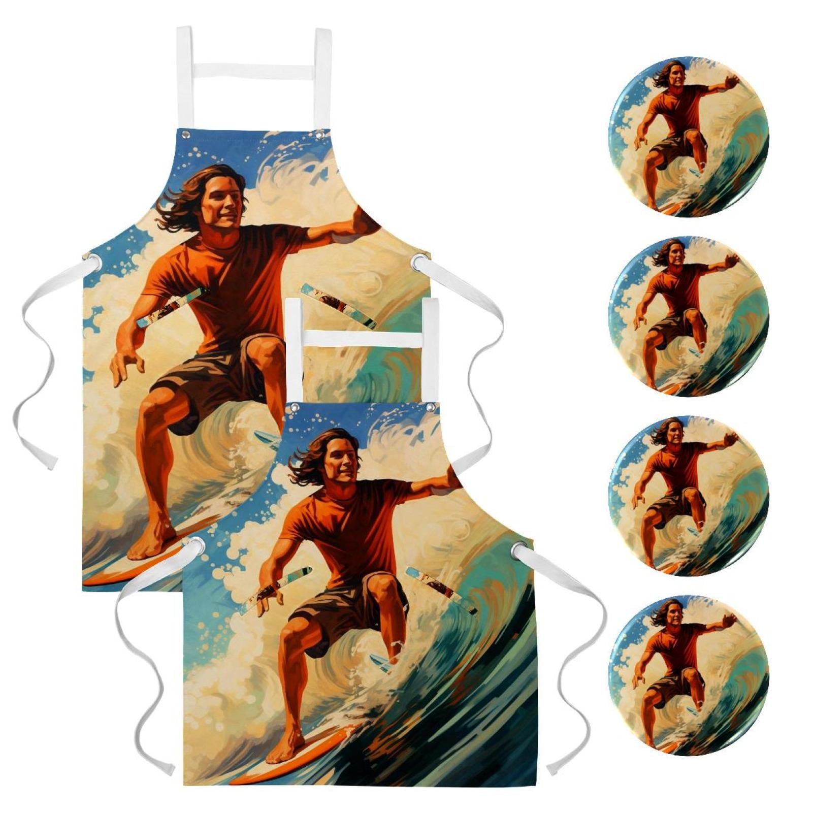 2 Pack Waterproof Circle Pins with Pockets and Badge Pin for Chef Apron ...