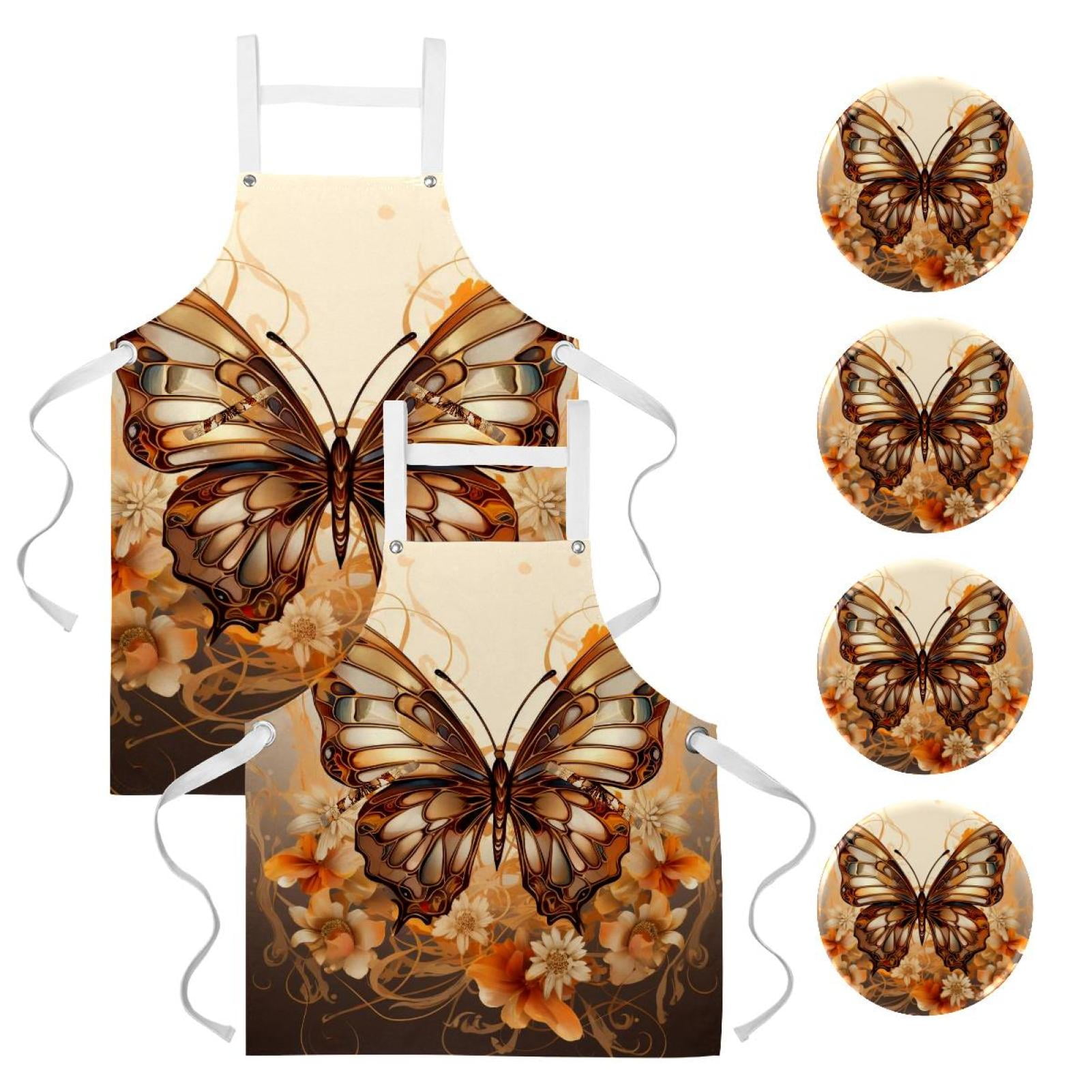 2 Pack Waterproof Circle Pins with Pockets and Badge Pin for Chef Apron ...