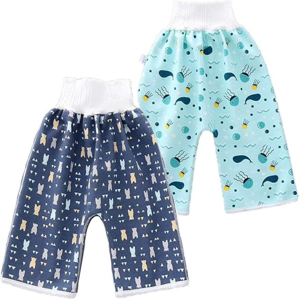 2 Pack Waterproof Diaper Pants Reusable Washable High Waist Leak Proof ...