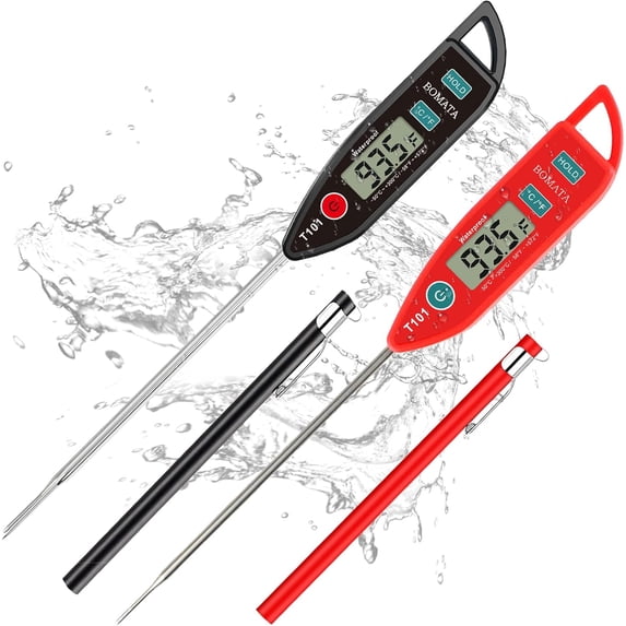 2 Pack Waterproof IPX7 Meat Thermometer Instant Read Food Thermometer ...