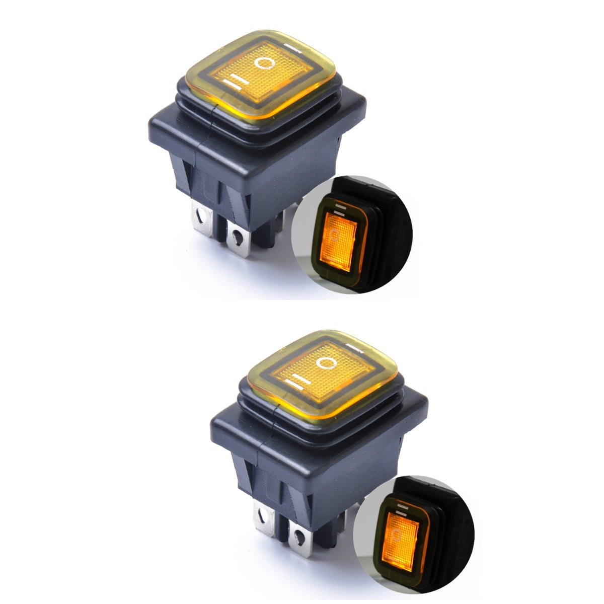 2 PCS Car Boat Rocker Waterproof Illuminated Toggle Switch Indicator ...