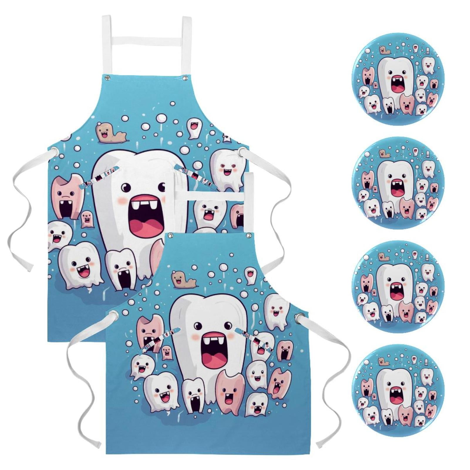 2 Pack Waterproof Kitchen Apron with Pockets and Badge Button, Cooking ...