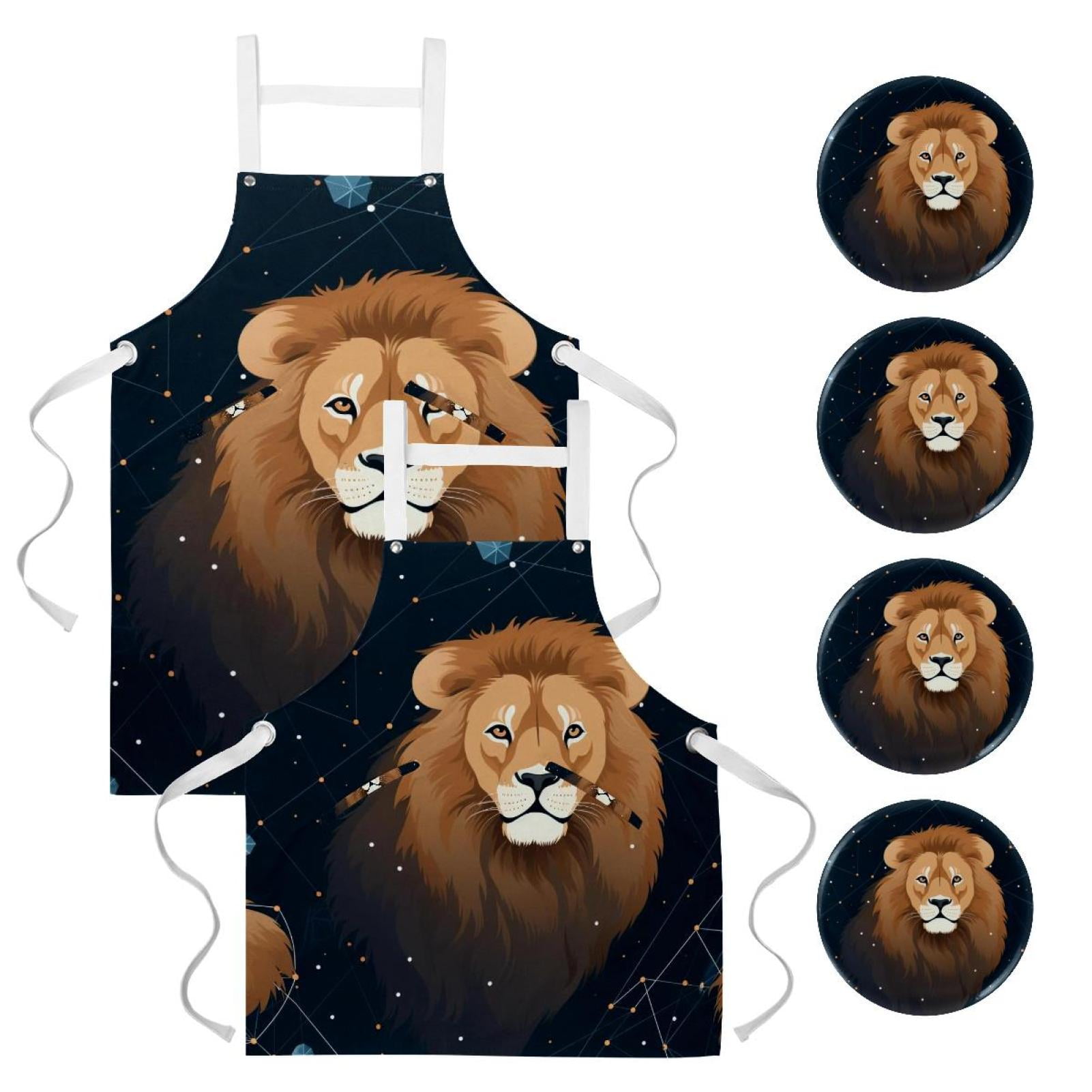 2 Pack Waterproof Kitchen Apron with Pockets and Badge Button, Cooking ...