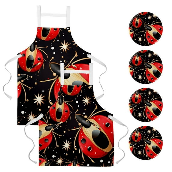 2 Pack Waterproof Kitchen Apron with Pockets and Badge Sets, Round Badges and Circle Pins ...