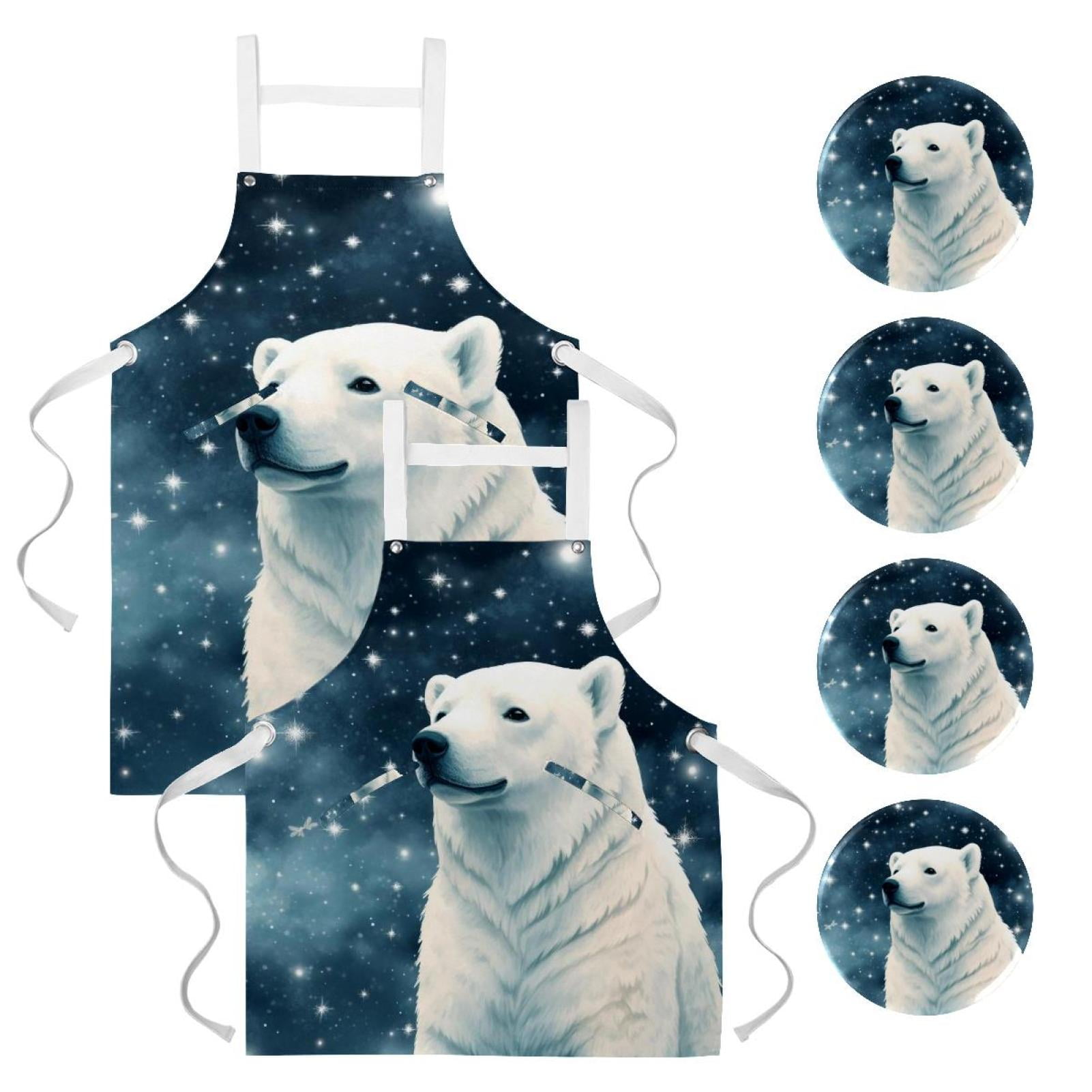 2 Pack Waterproof Kitchen Apron with Pockets and Badge Sets, Round ...