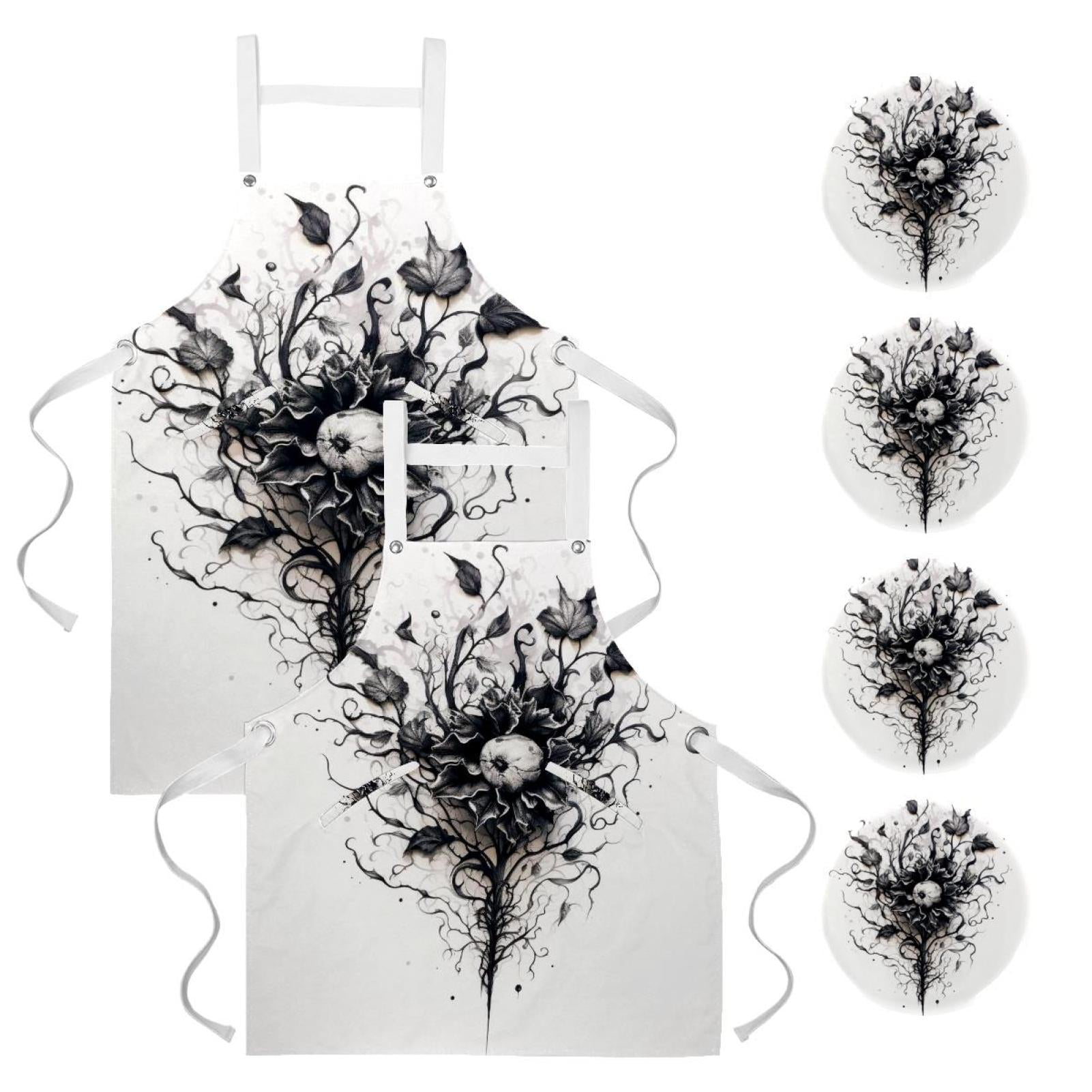 2 Pack Waterproof Kitchen Apron with Pockets and Badge Sets, Round ...