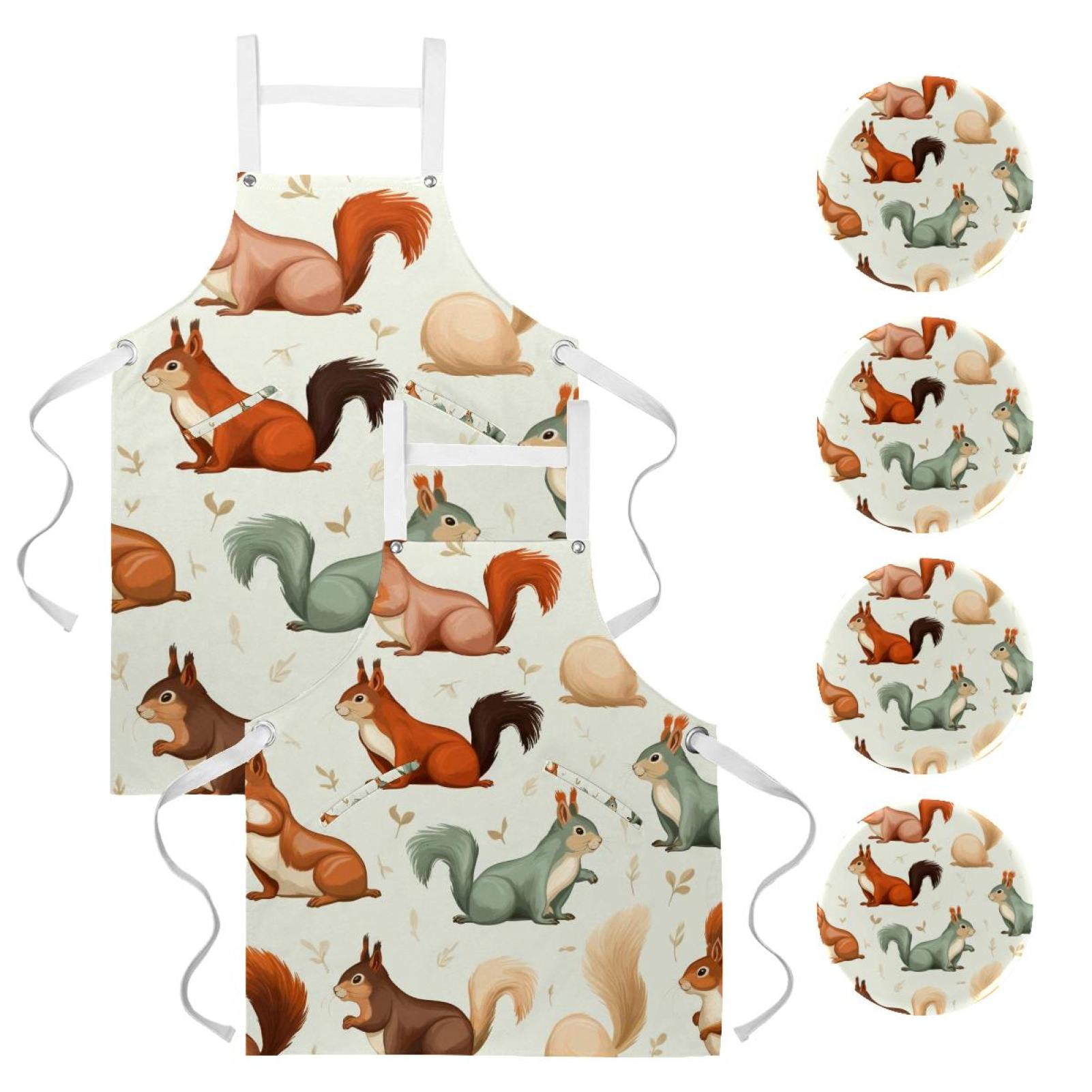 2 Pack Waterproof Kitchen Apron with Pockets and Badge Sets, Round ...