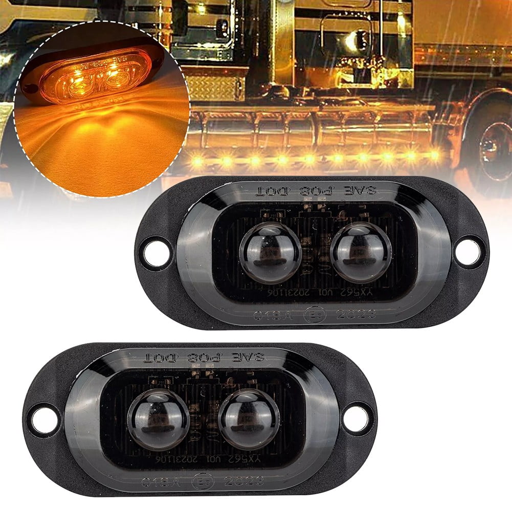 2-Pack Waterproof LED Side Marker Clearance Lights for Trailers Trucks ...