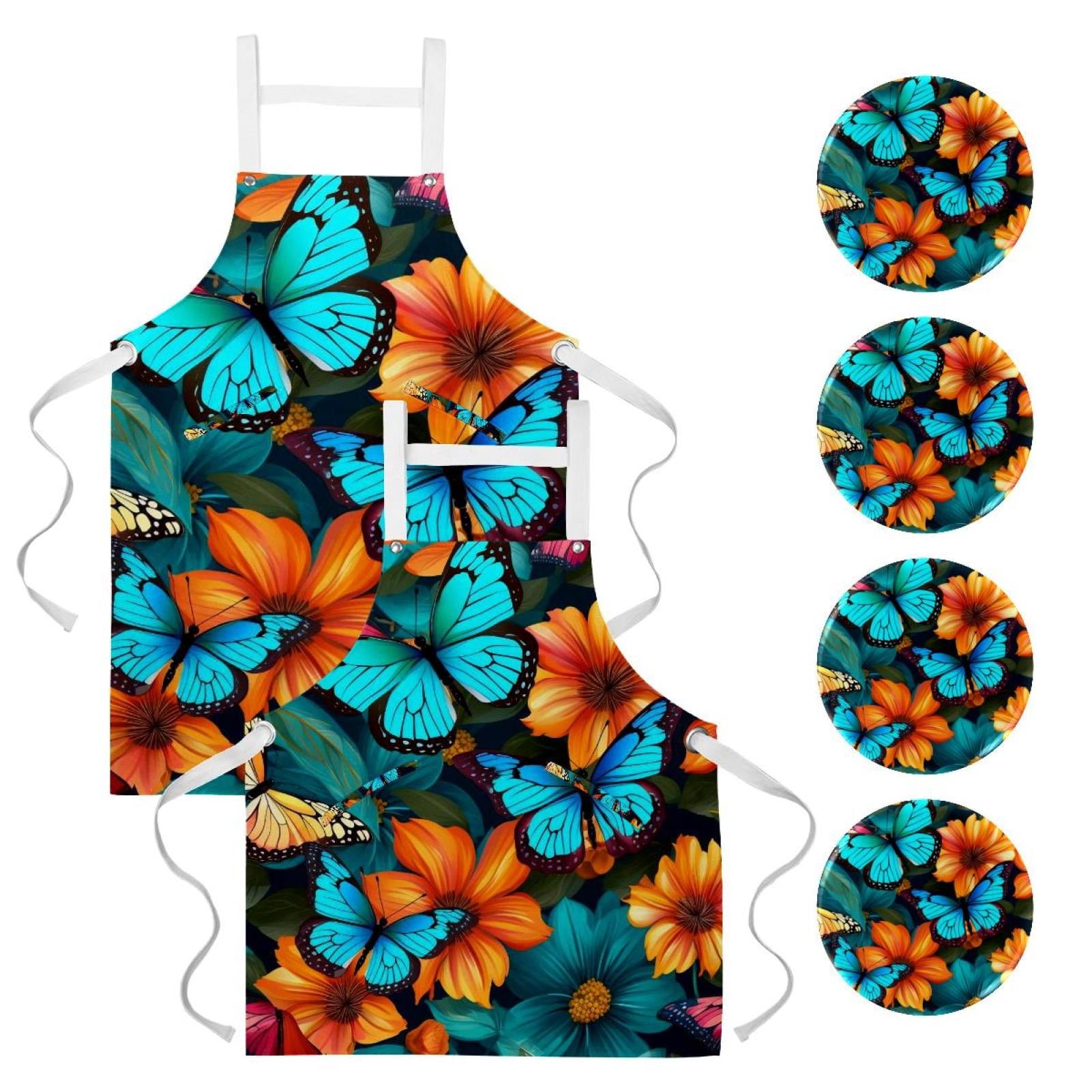 2 Pack Waterproof Men's Apron with Pockets, Buttons, and Badge Pin ...
