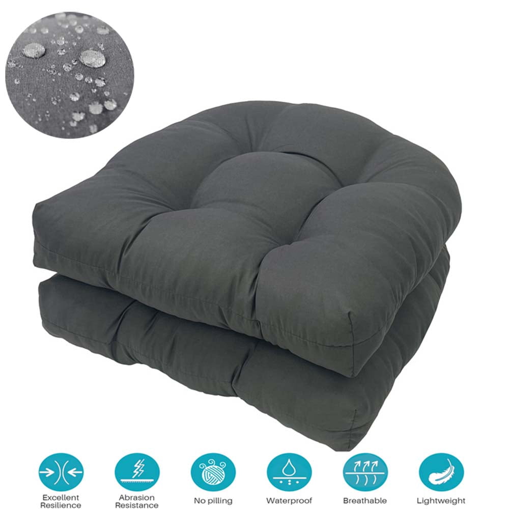2 Pack Waterproof Outdoor Chair Cushions, Thick Tufted U-Shaped Seat ...