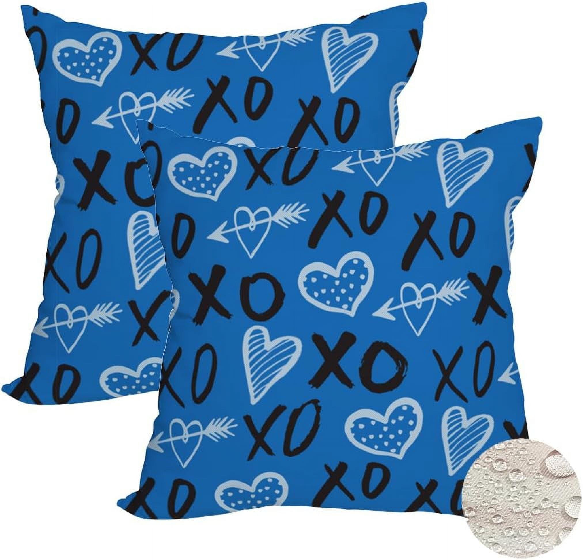2 Pack Waterproof Outdoor Valentines Day XO Pillow Covers 16x16 Inch ...