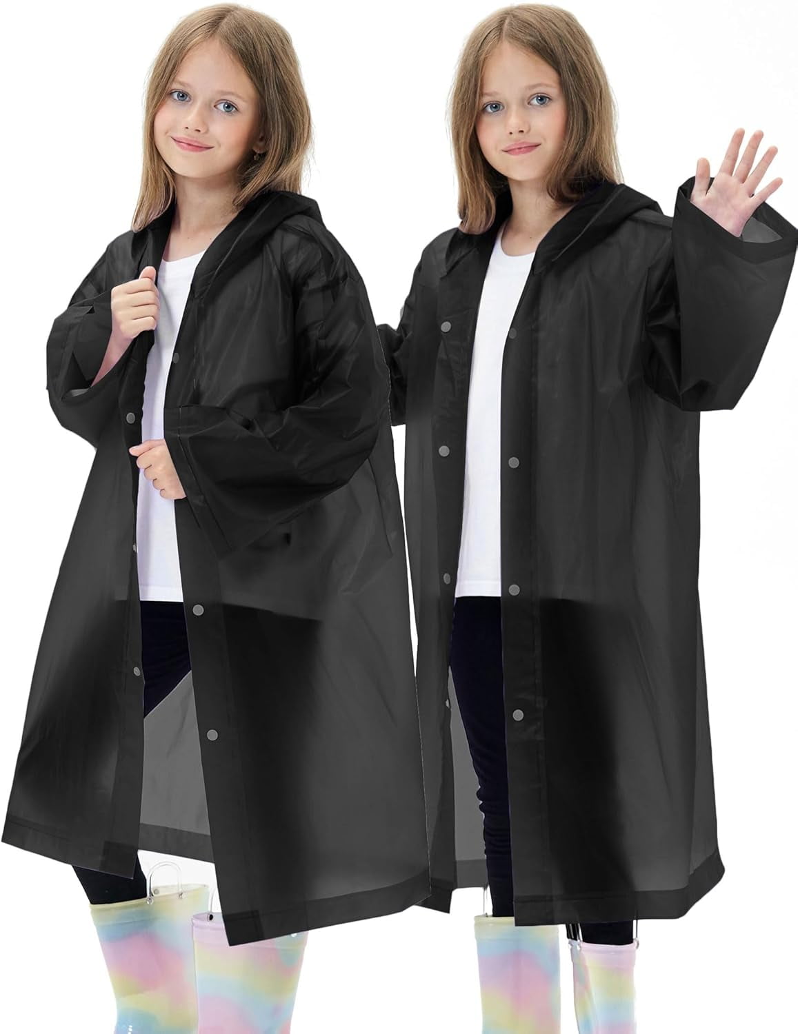 2 Pack Waterproof Raincoats for Kids Reusable,EVA Rain Ponchos ...