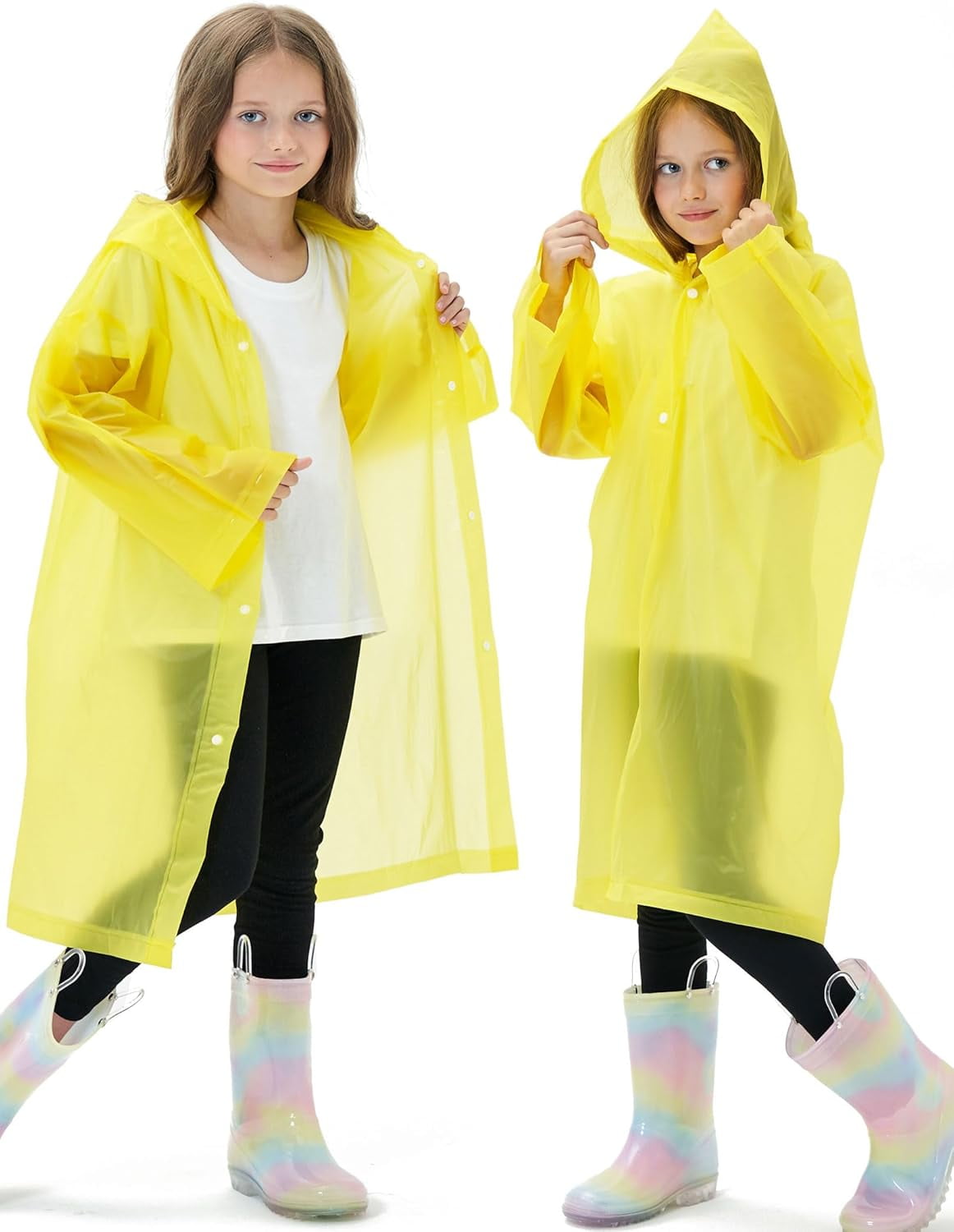 2 Pack Waterproof Raincoats for Kids Reusable,EVA Rain Ponchos Emergency Rain Jacket for ...