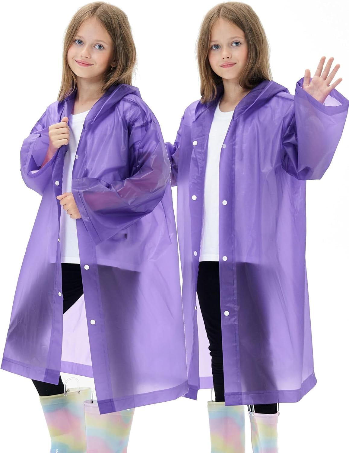 2 Pack Waterproof Raincoats for Kids Reusable,EVA Rain Ponchos ...