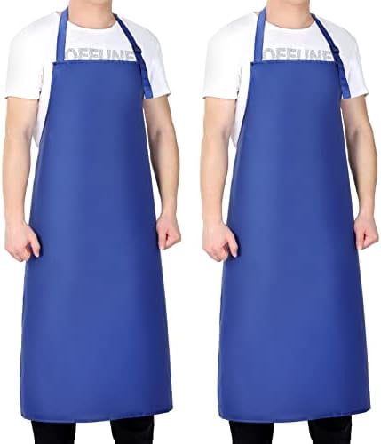 2 Pack Waterproof Rubber Vinyl Apron 40 Inch Chef Aprons for Men Heavy ...