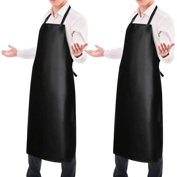 2 Pack Waterproof Rubber Vinyl Apron 40 Inch Chef Aprons for Men Heavy ...