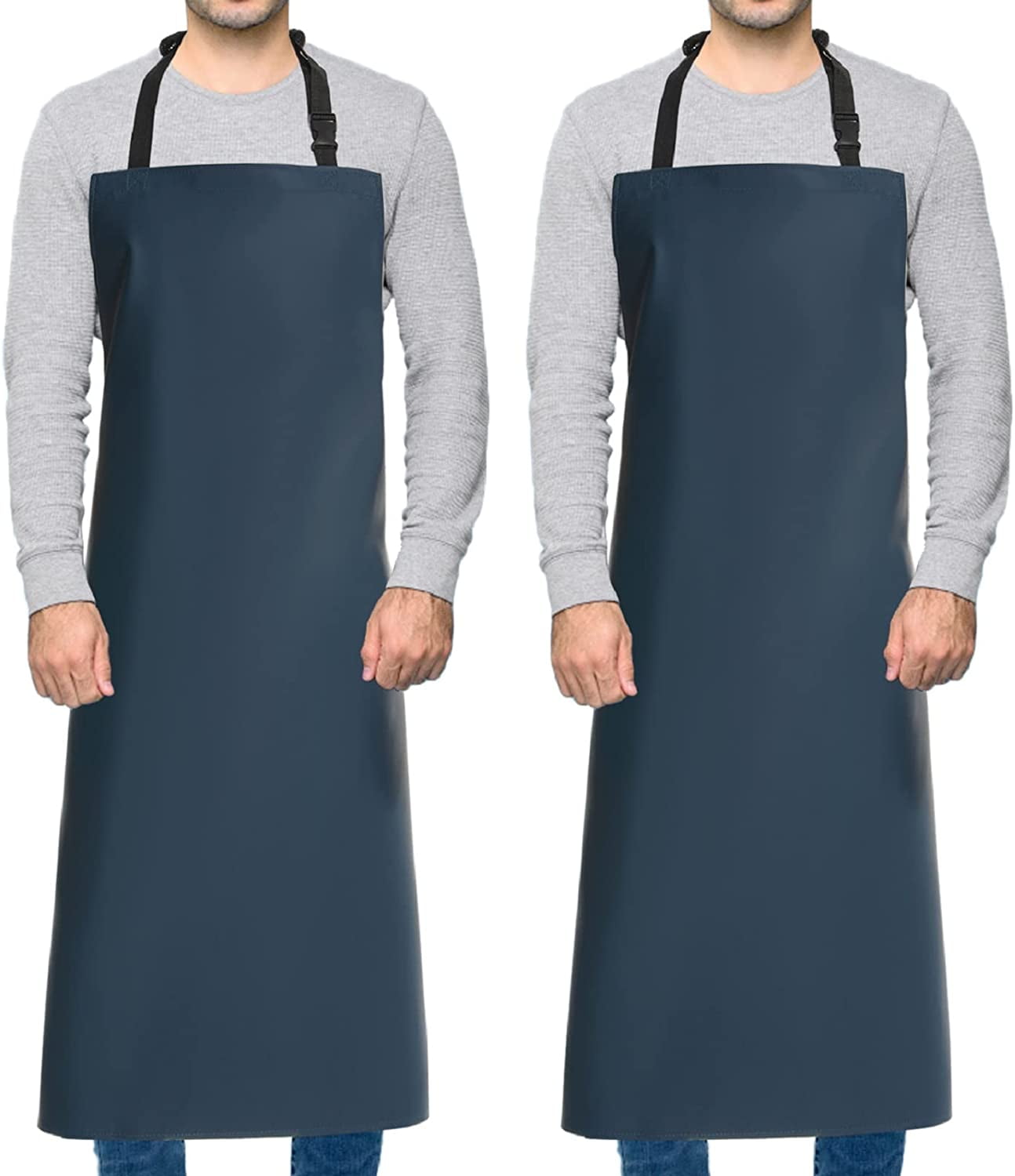 2 Pack Waterproof Rubber Vinyl Apron Chemical Resistant Work Apron with ...