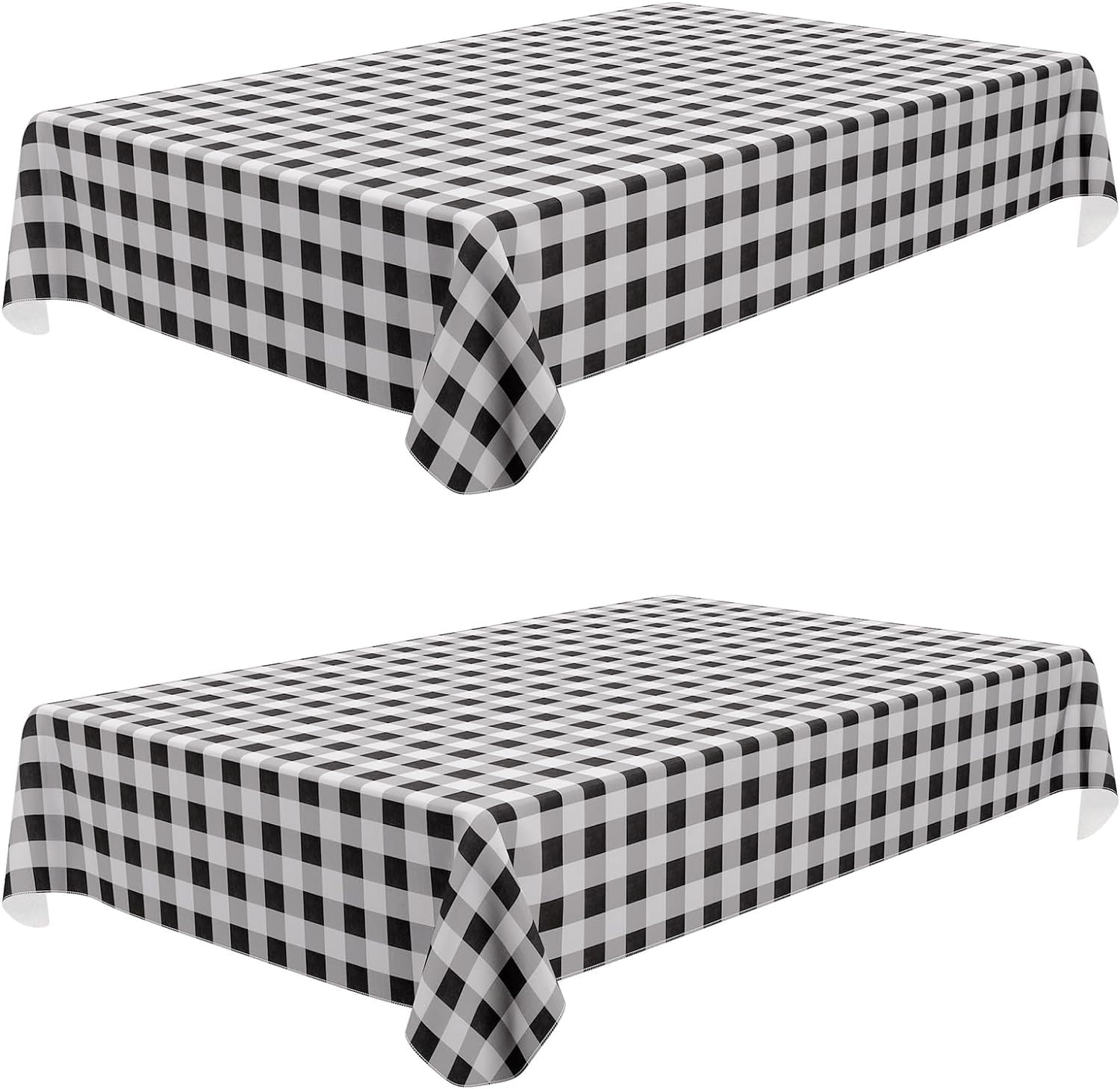2 Pack Waterproof Vinyl Table Cloth with Buffalo Check Flannel Backing ...