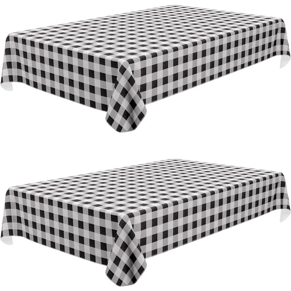 2 Pack Waterproof Vinyl Table Cloth with Buffalo Check Flannel Backing ...