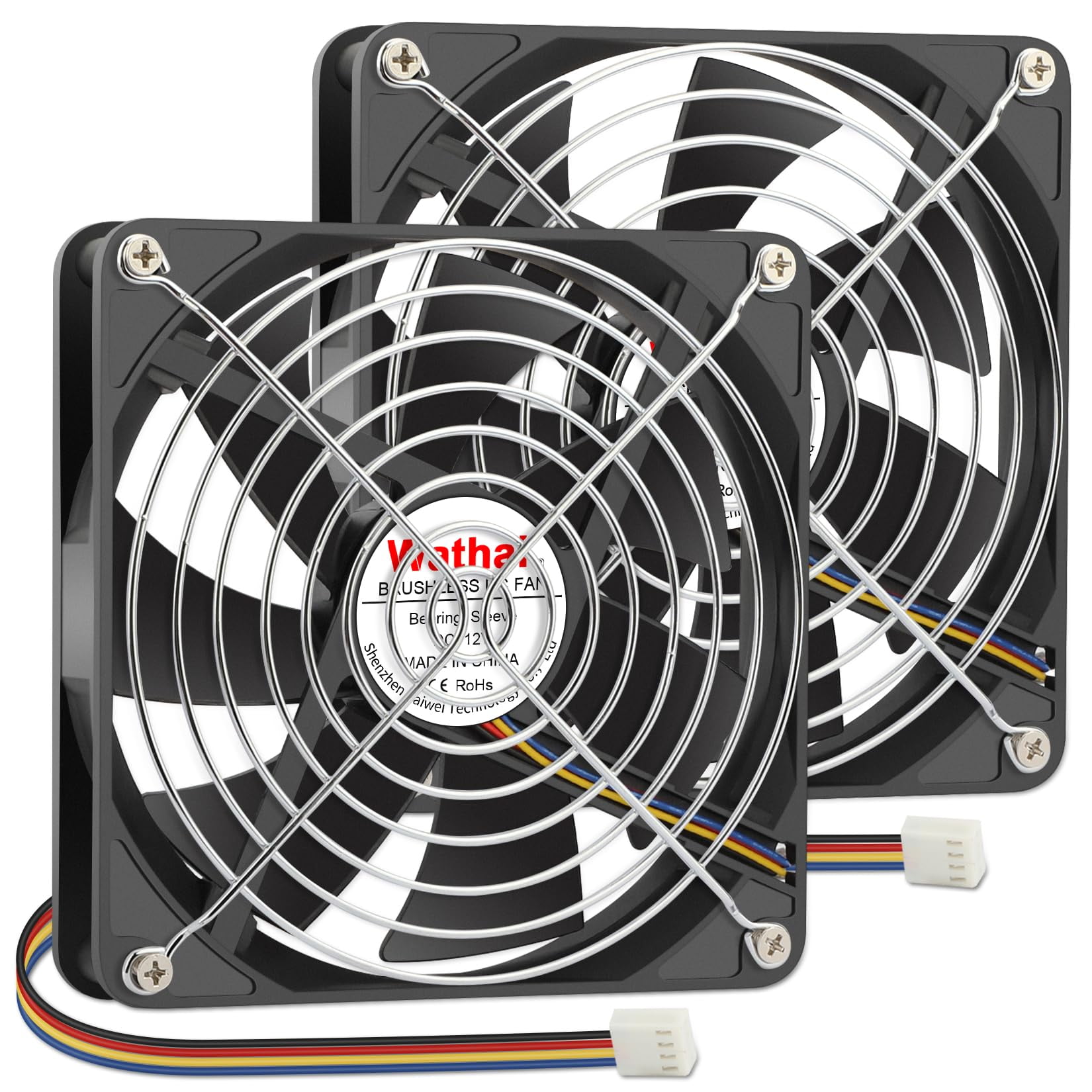 2 Pack Wathai 140mm KEF16 12V Computer PC Case Fan 4 Pin PWM High ...