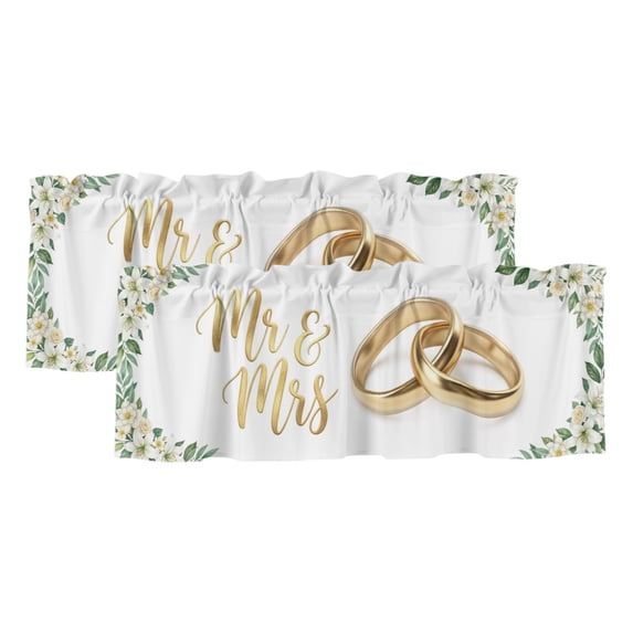 2 Pack Wedding Rings Valance for Window Luxury Wedding Mr Mrs White ...