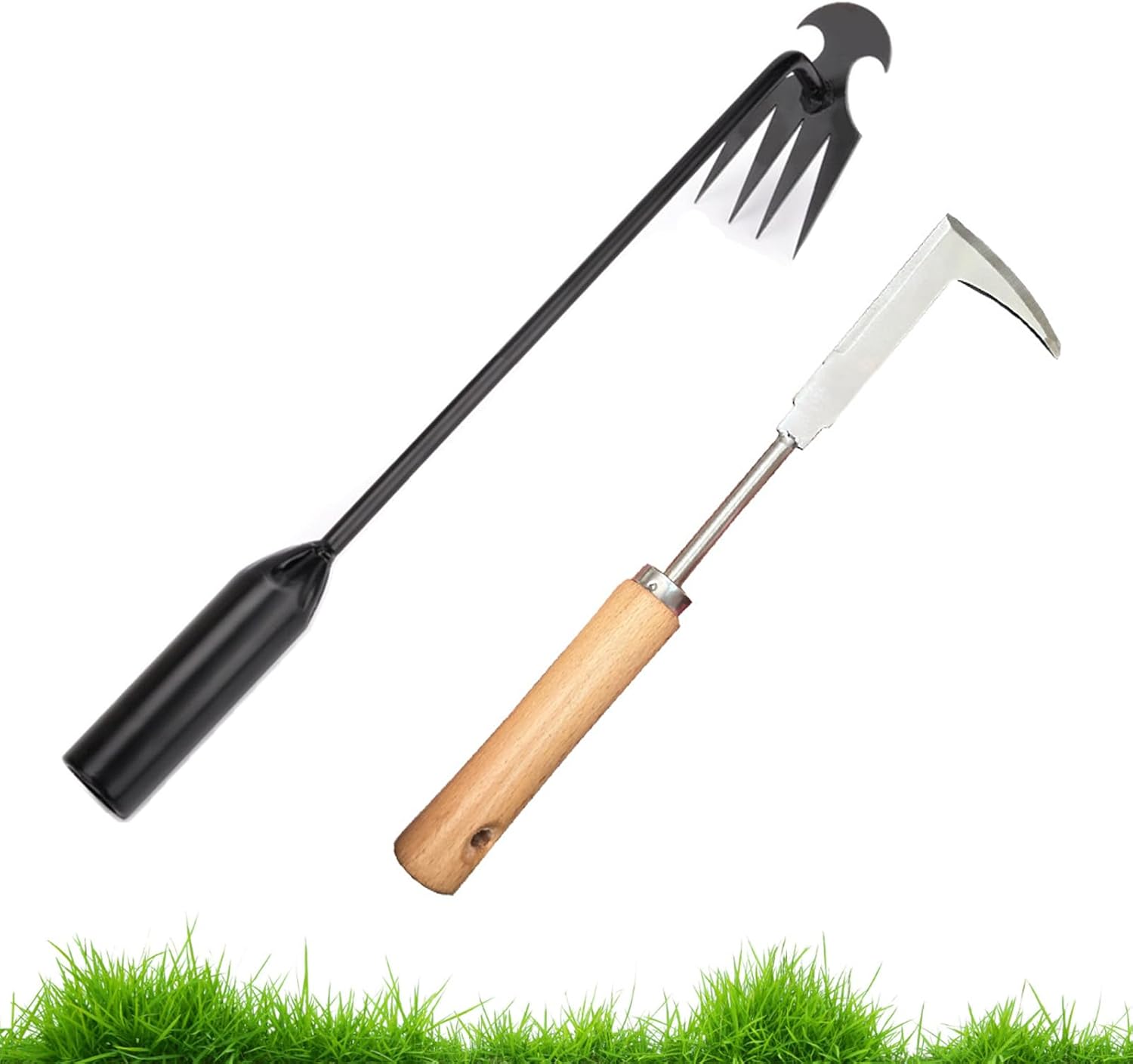 2 Pack Weed Puller Tool, Including a 4-Teeth Uprooting Weeding Tool and ...