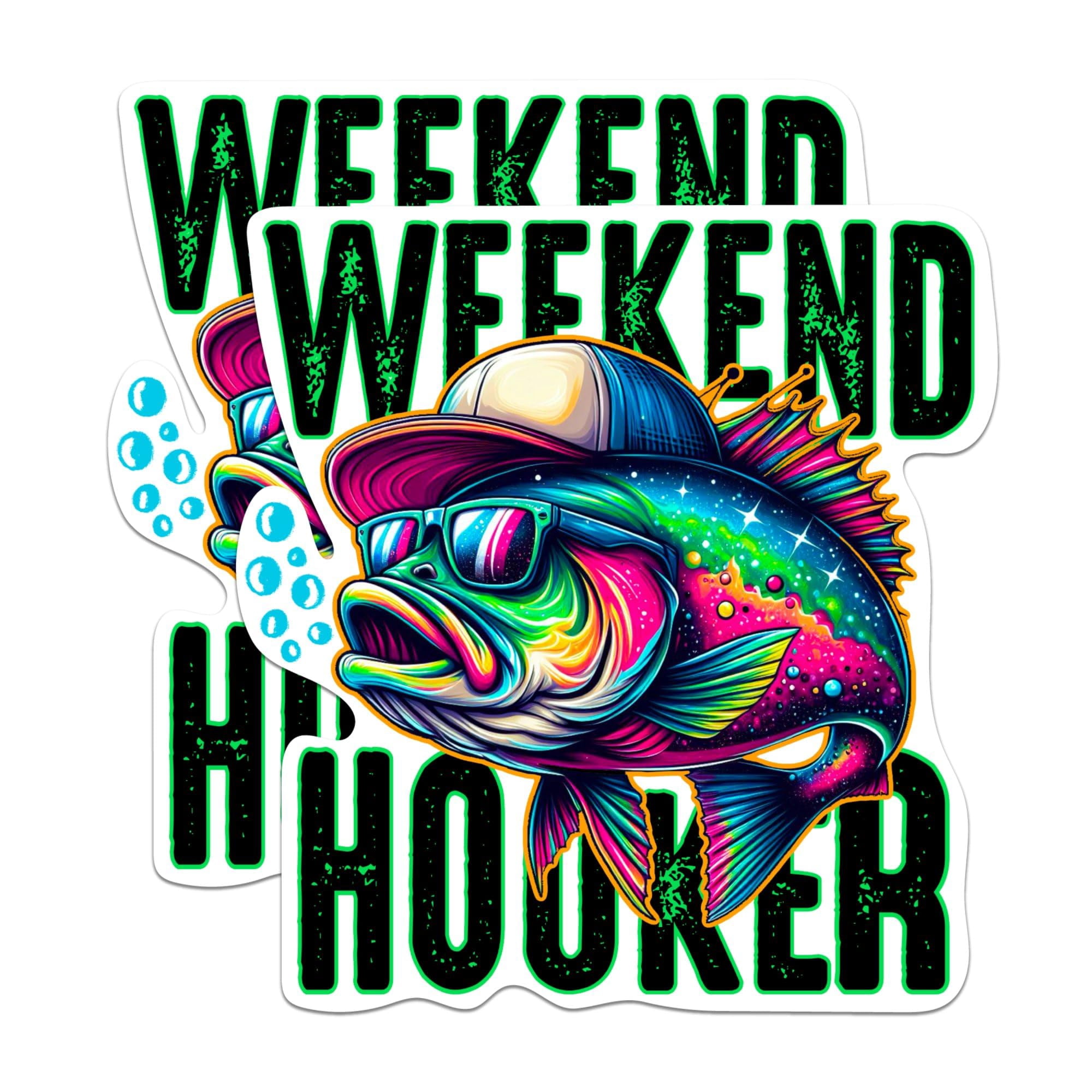 (2 Pack) Weekend Hooker Stickers - Fishing Fisherman Angler Sticker - 5 ...