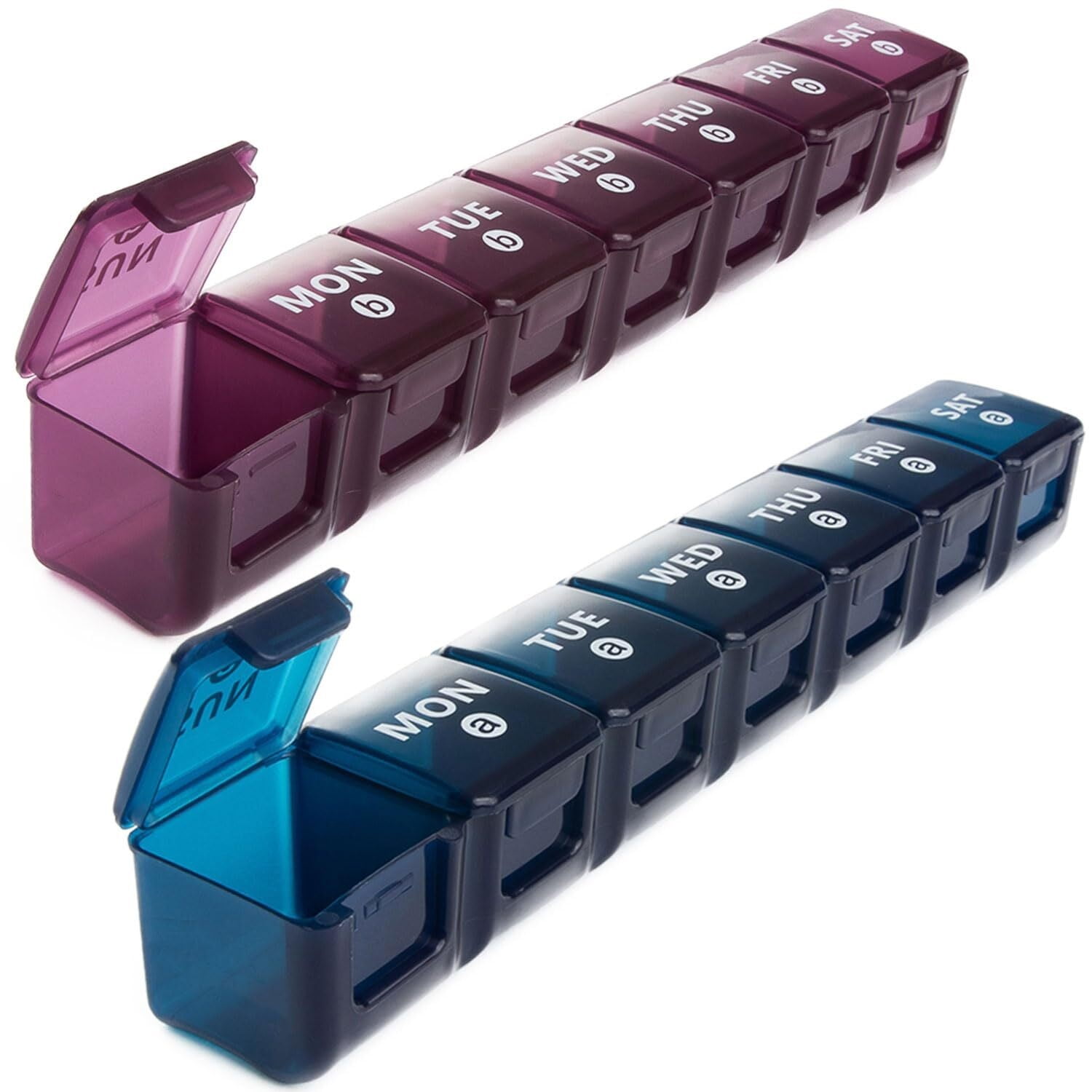 2-Pack Weekly Large Pill Organizer for Travel, 7 Day Pill Boxes and ...