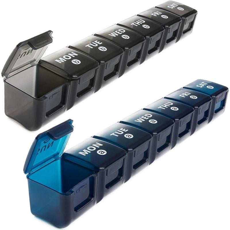 2-Pack Weekly Large Pill Organizer for Travel, 7 Day Pill Boxes and ...