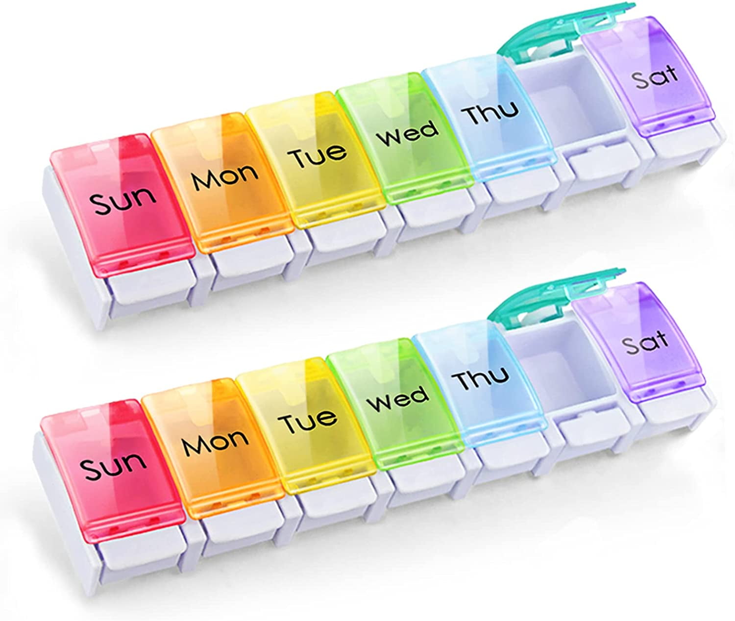 2 Pack Weekly Pill Organizer Arthritis Friendly, Travel 7 Day Pill ...