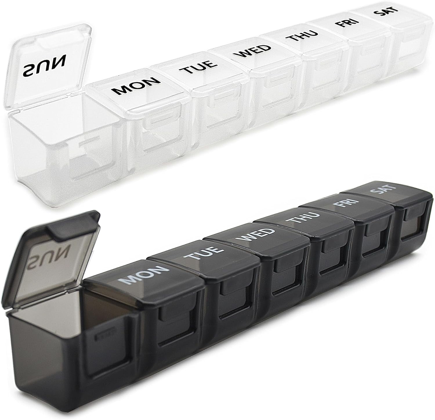 2 Pack Weekly Pill Organizer, Large 7 Day Pill Case, Daily Vitamin Case ...