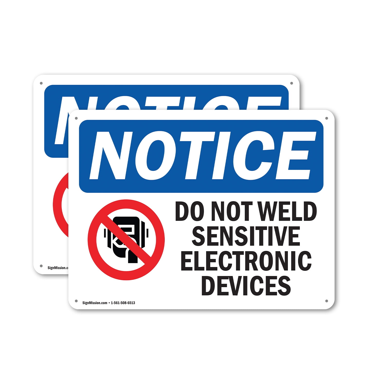 (2 Pack) Do Not Weld Sensitive Electronic OSHA Notice Sign 14 Inch X 10 ...