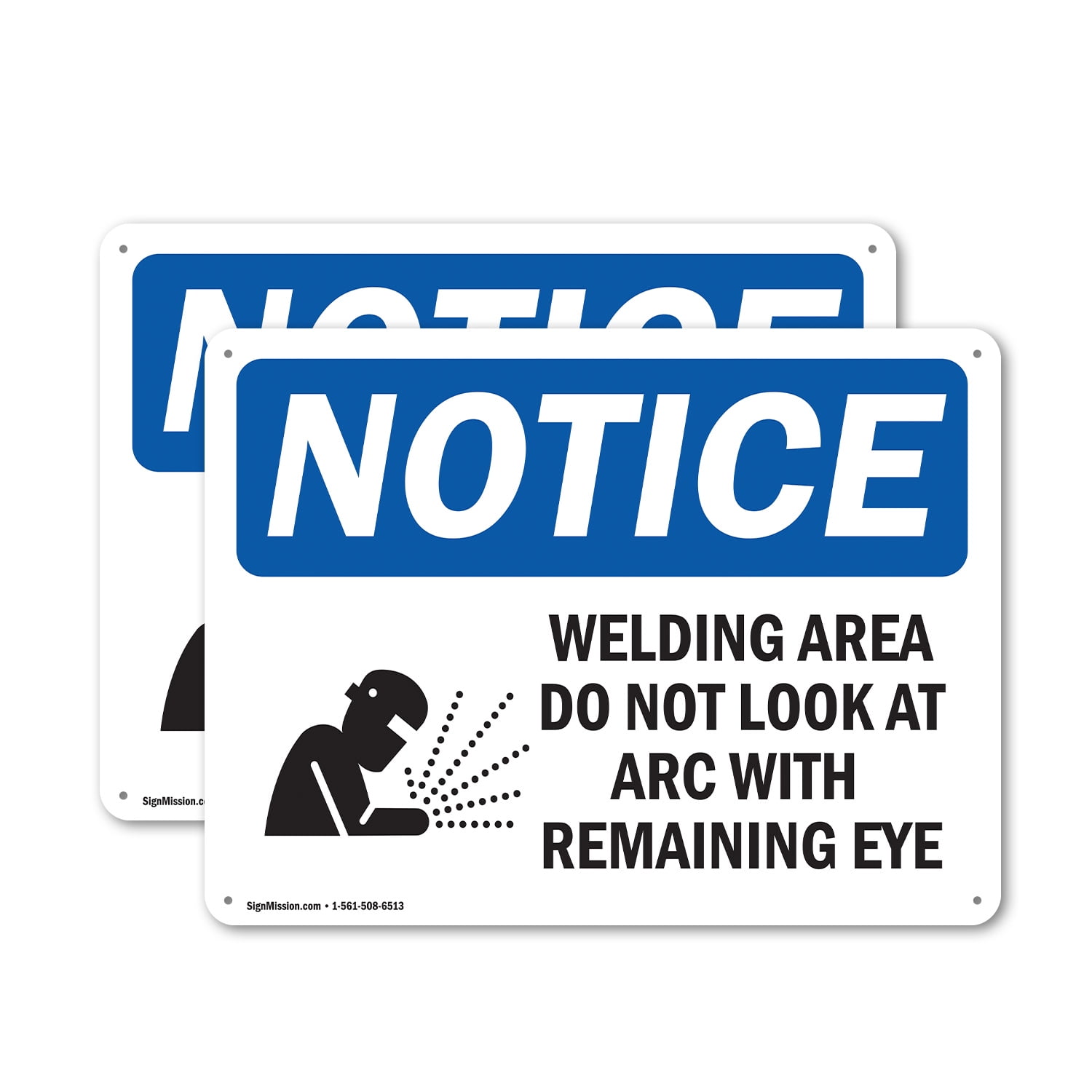 (2 Pack) Welding Area Do Not Look At OSHA Notice Sign 18 Inch X 12 Inch ...