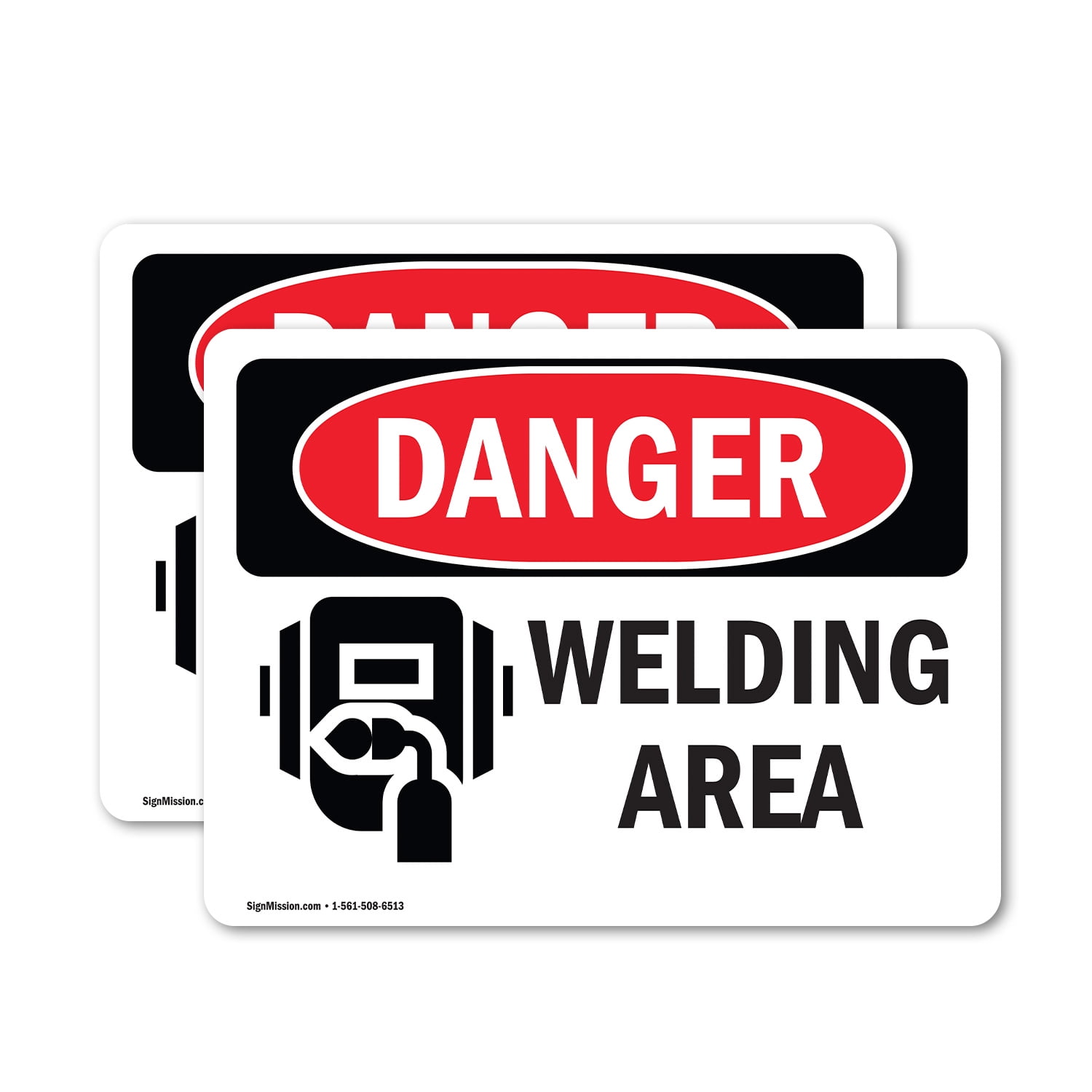 (2 Pack) Welding Area OSHA Danger Sign 24 Inch X 18 Inch Vinyl Label ...