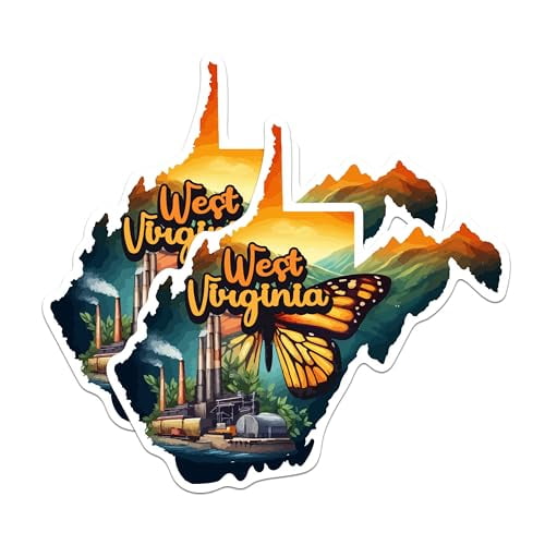 (2 Pack) West Virginia State Shape Stickers - WV State Sticker - Choose ...