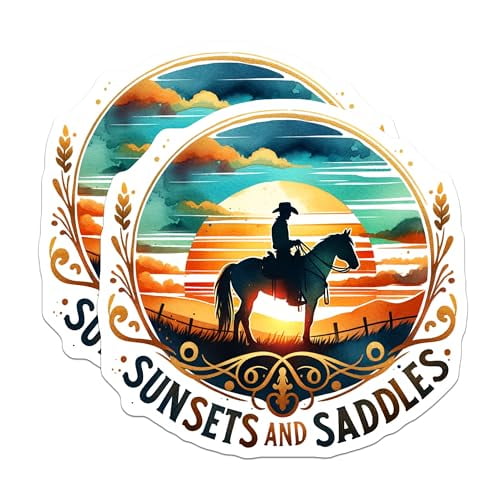 (2 Pack) Western Sunset Magnets - Cowboy Decor - Horse Rider Art ...