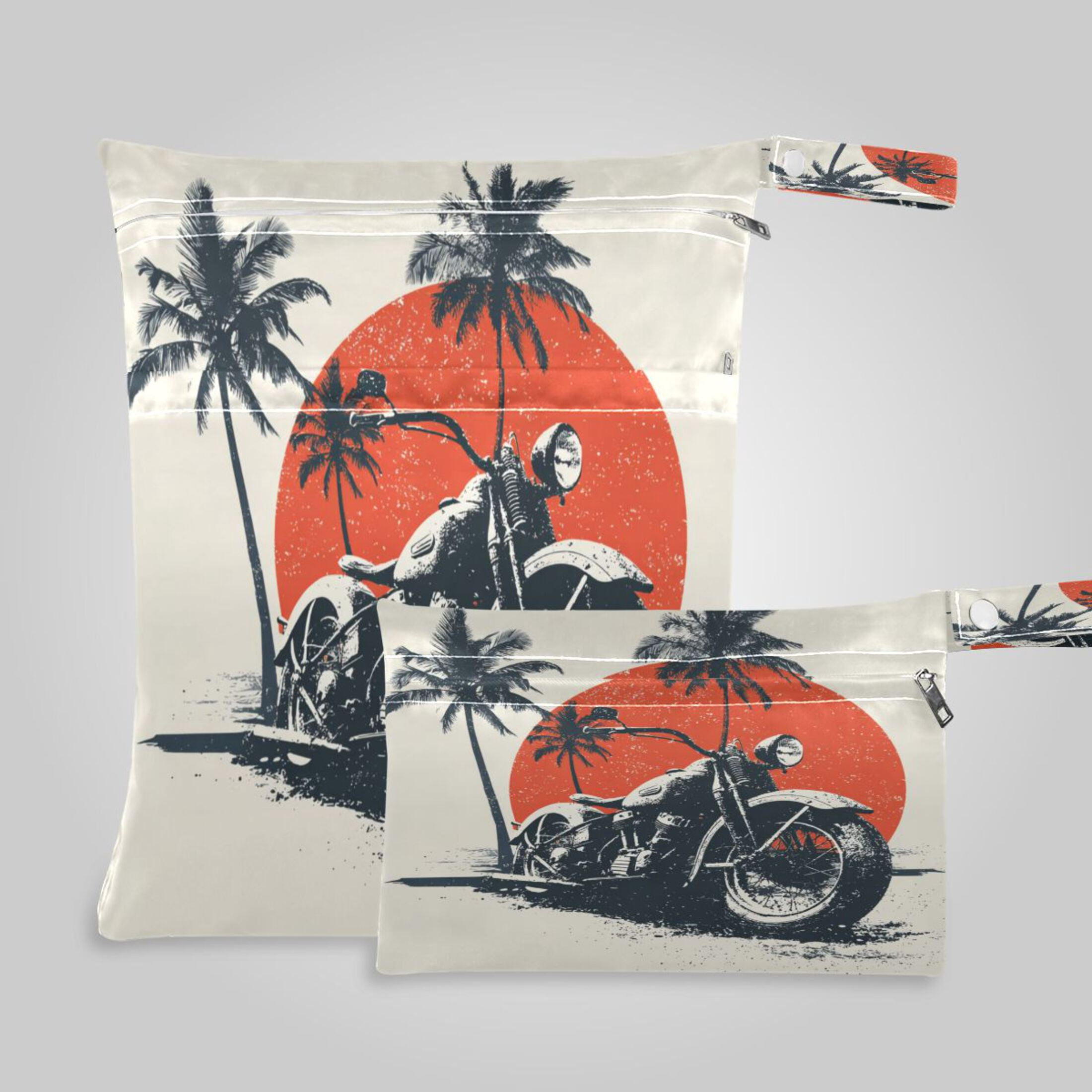 2 Pack Wet Dry Bags,Beach Palm Retro Motorcycle Waterproof Reusable ...
