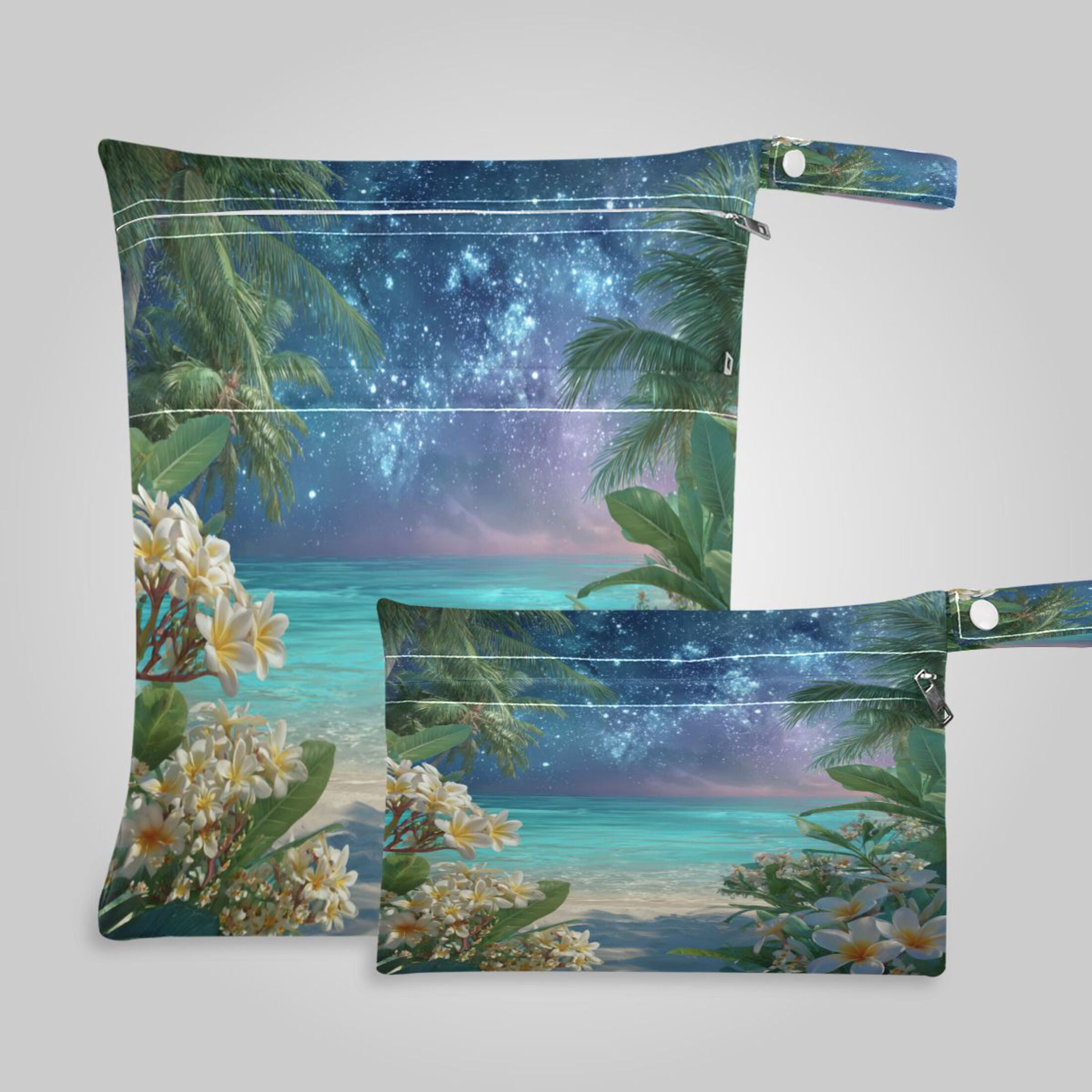 2 Pack Wet Dry Bags,Beautiful Beach Paradise Waterproof Reusable Dual ...